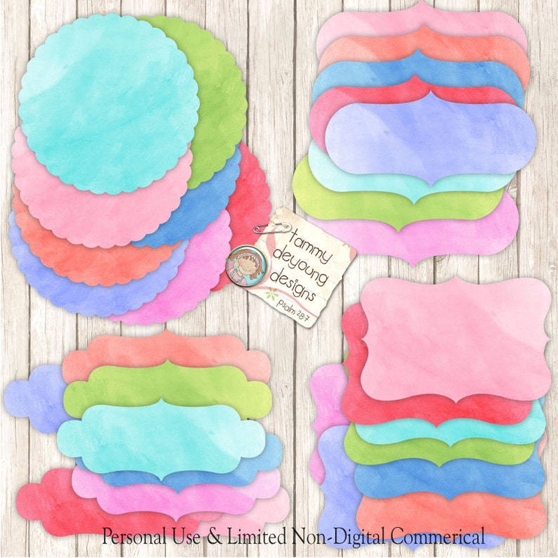 Watercolor Clipart Digital Frames Printable Labels in Hand - Etsy
