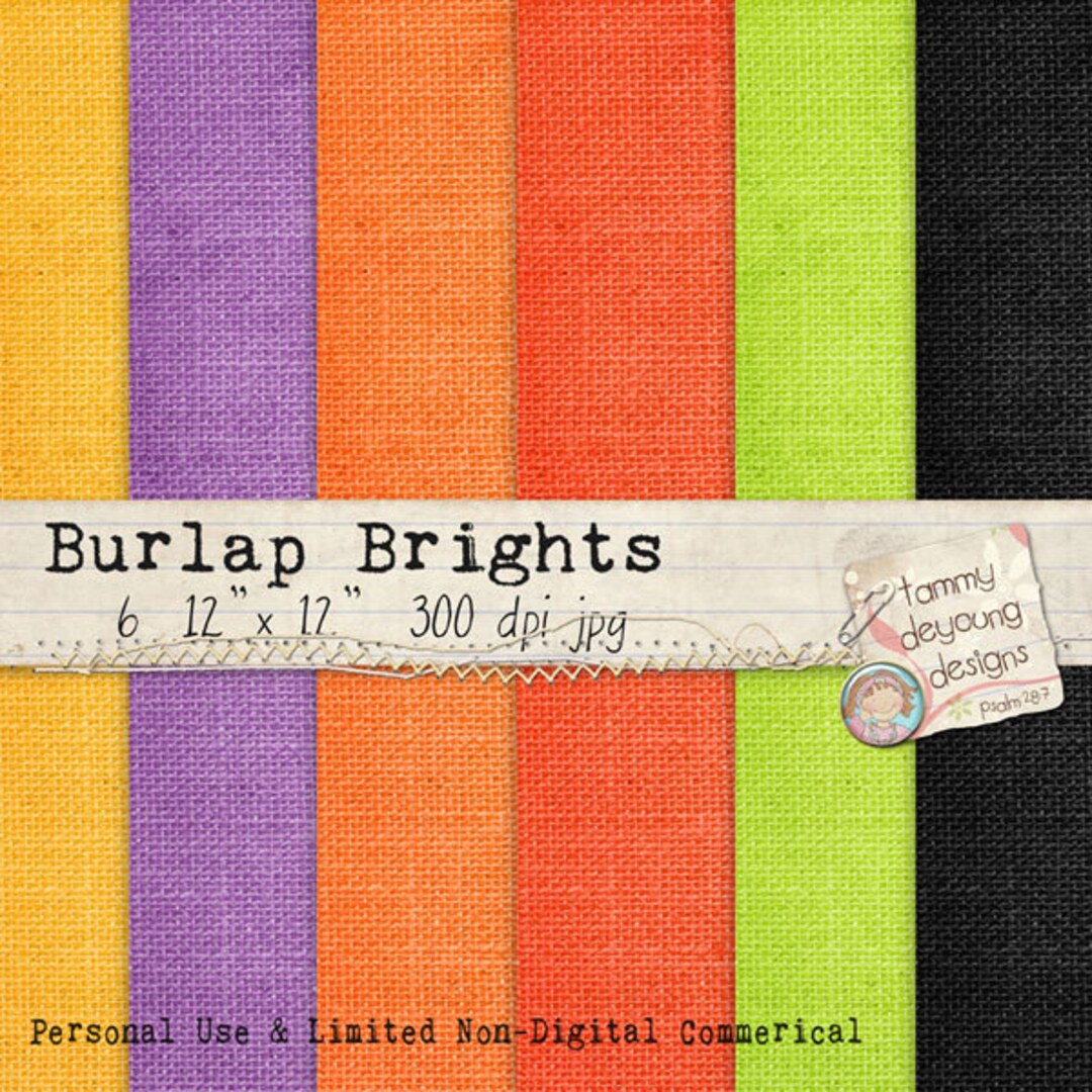 Burlap Digital Papers Halloween Fall Brights for Invitations, Party ...