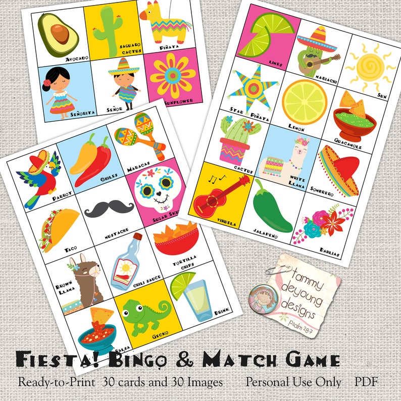 Fiesta Bingo Game Printable Mexican Fiesta Birthday Party - Etsy