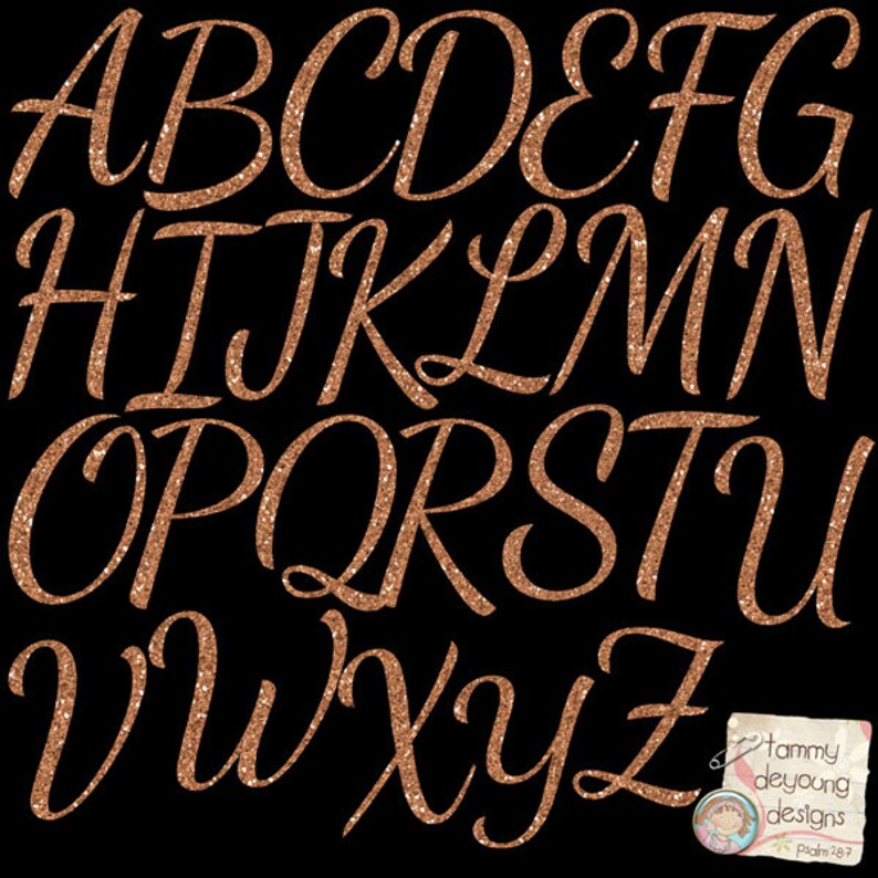 Copper Glitter Alphabet Clip Art Rose Gold Letters Clip Art | Etsy