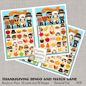 Thanksgiving Bingo Game, Printable Bingo Cards, Give Thanks Kids Game ...