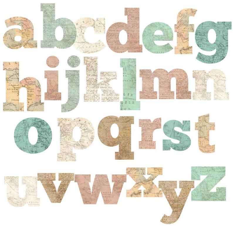 Old World Map Letters Map Clip Art Shabby Map Digital | Etsy