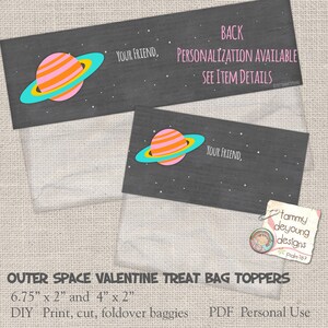 Valentines for Kids, Outer Space Valentine Treat Bag Toppers, Girl ...