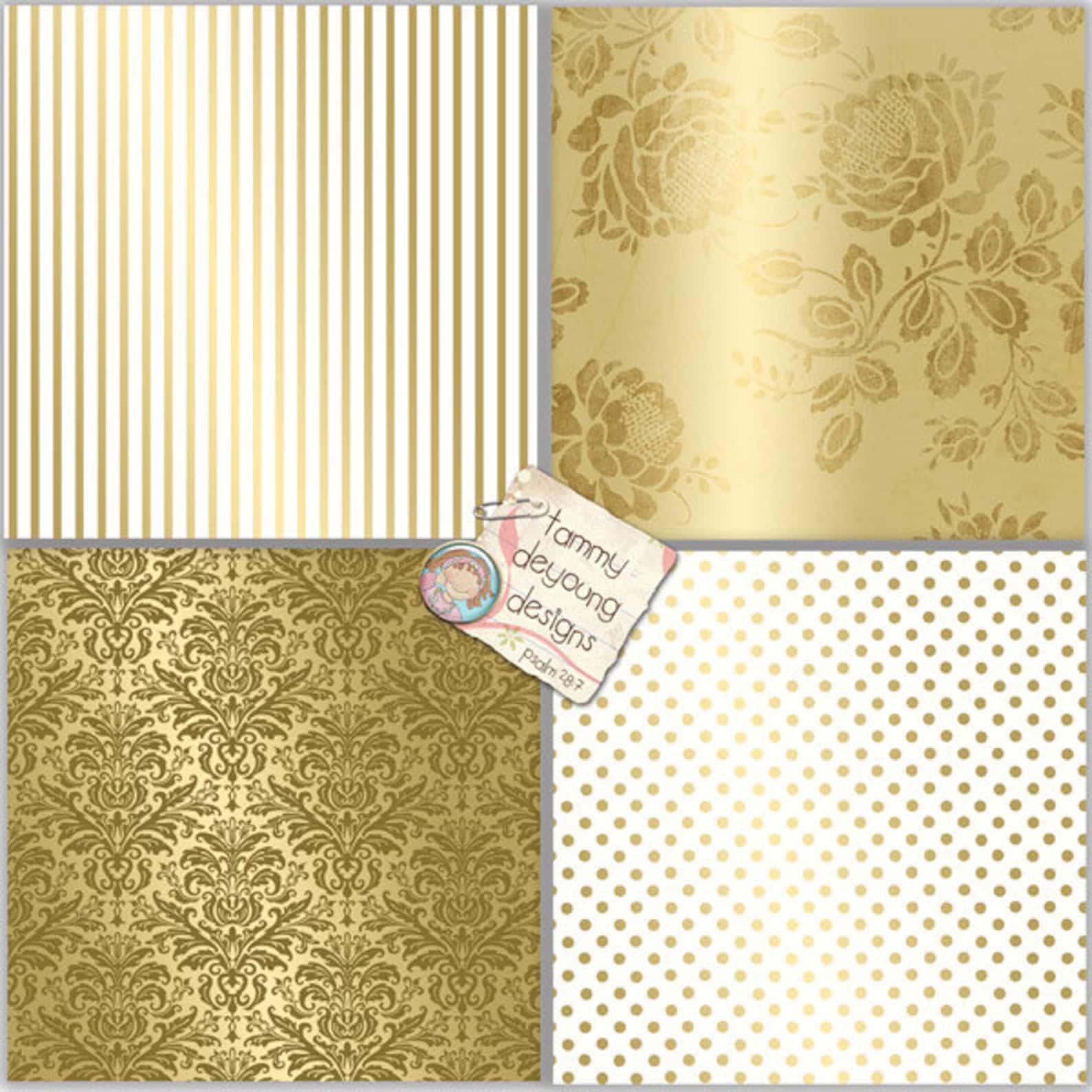 Metallic Gold Foil Paper gold Digital Paper 2 Backgrounds | Etsy
