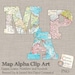 Map Letters Clip Art, World Map Digital Alphabet Letters Numbers ...