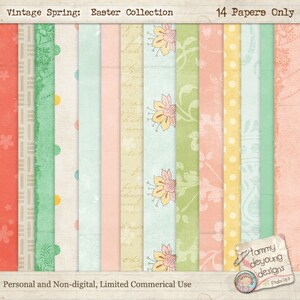 Easter Digital Paper *shabby Easter Digital Scrapbook Kit* Vintage ...