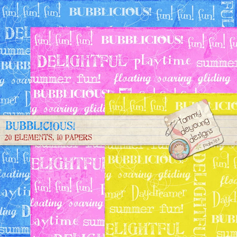 Bright Digital Paper Summer Fun Scrapbook Kit | Etsy