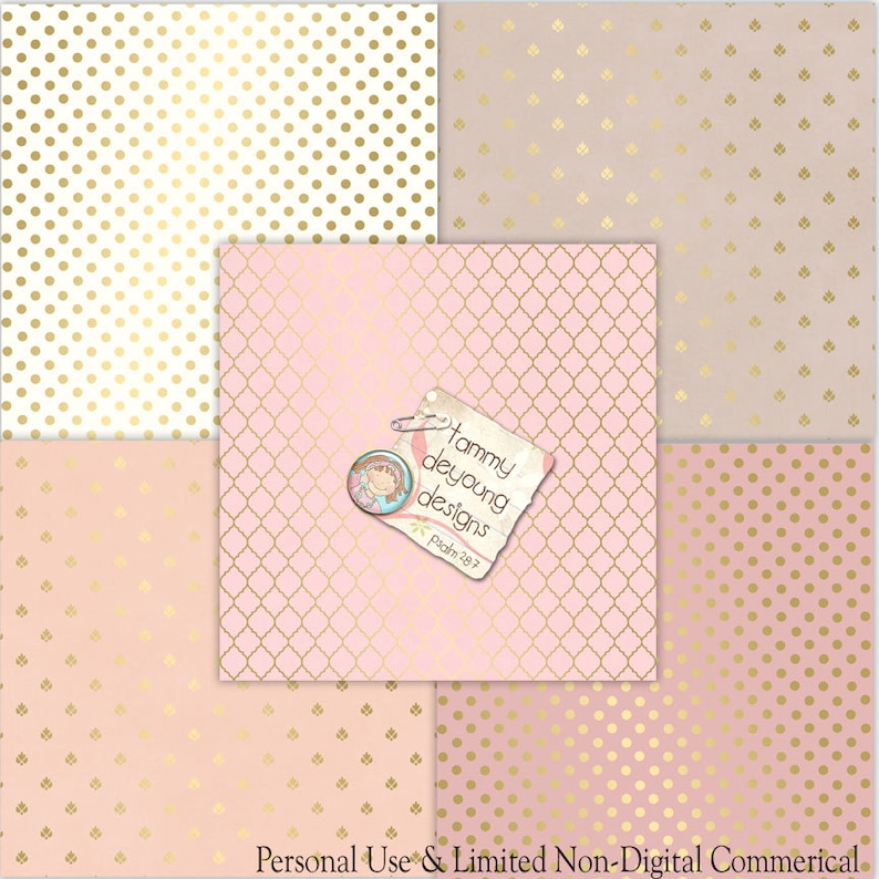Gold and Blush Pink Digital Papers Rose Gold Wedding Faux - Etsy