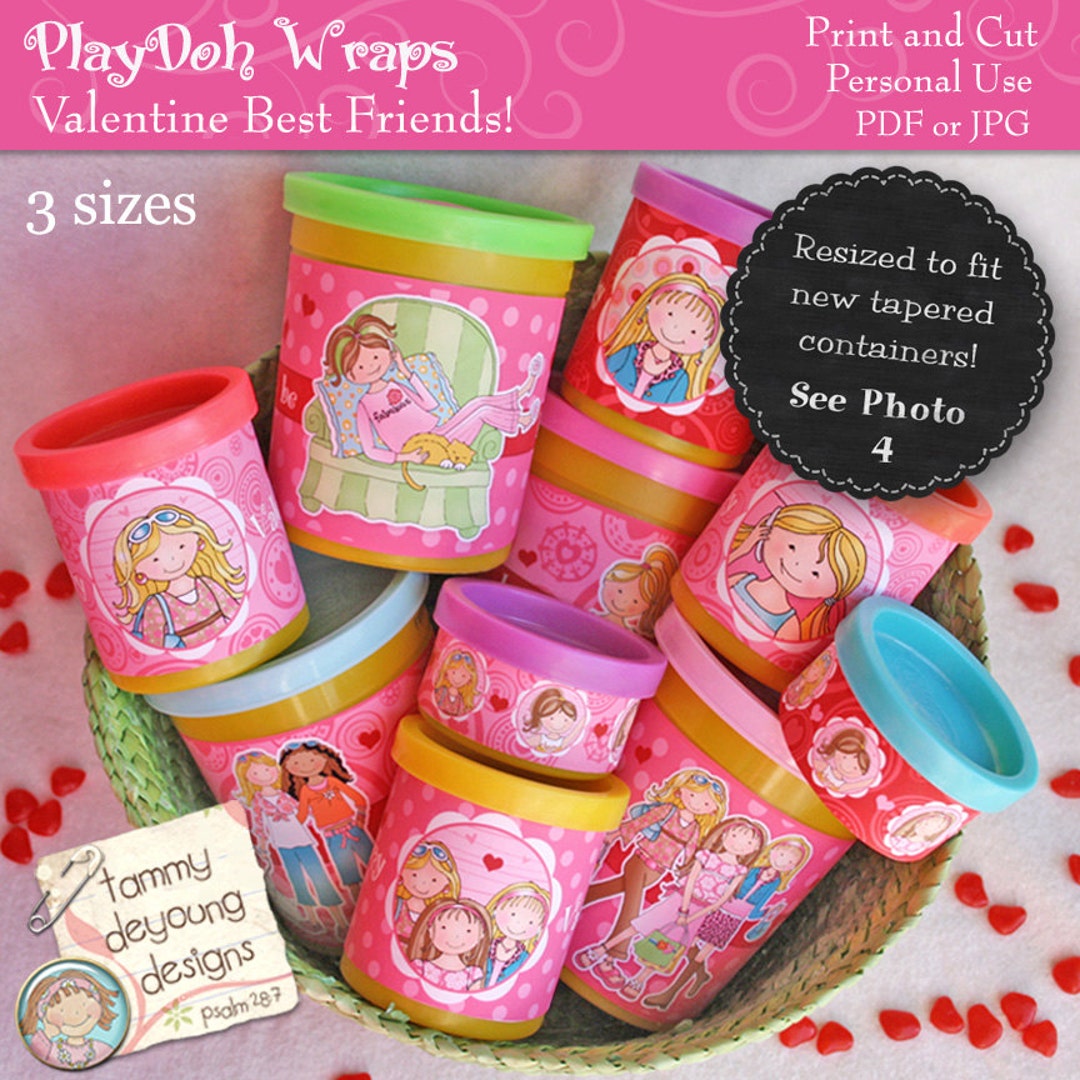 DIY Valentines for Girls, Lables for Play Doh® Cans, Valentine ...