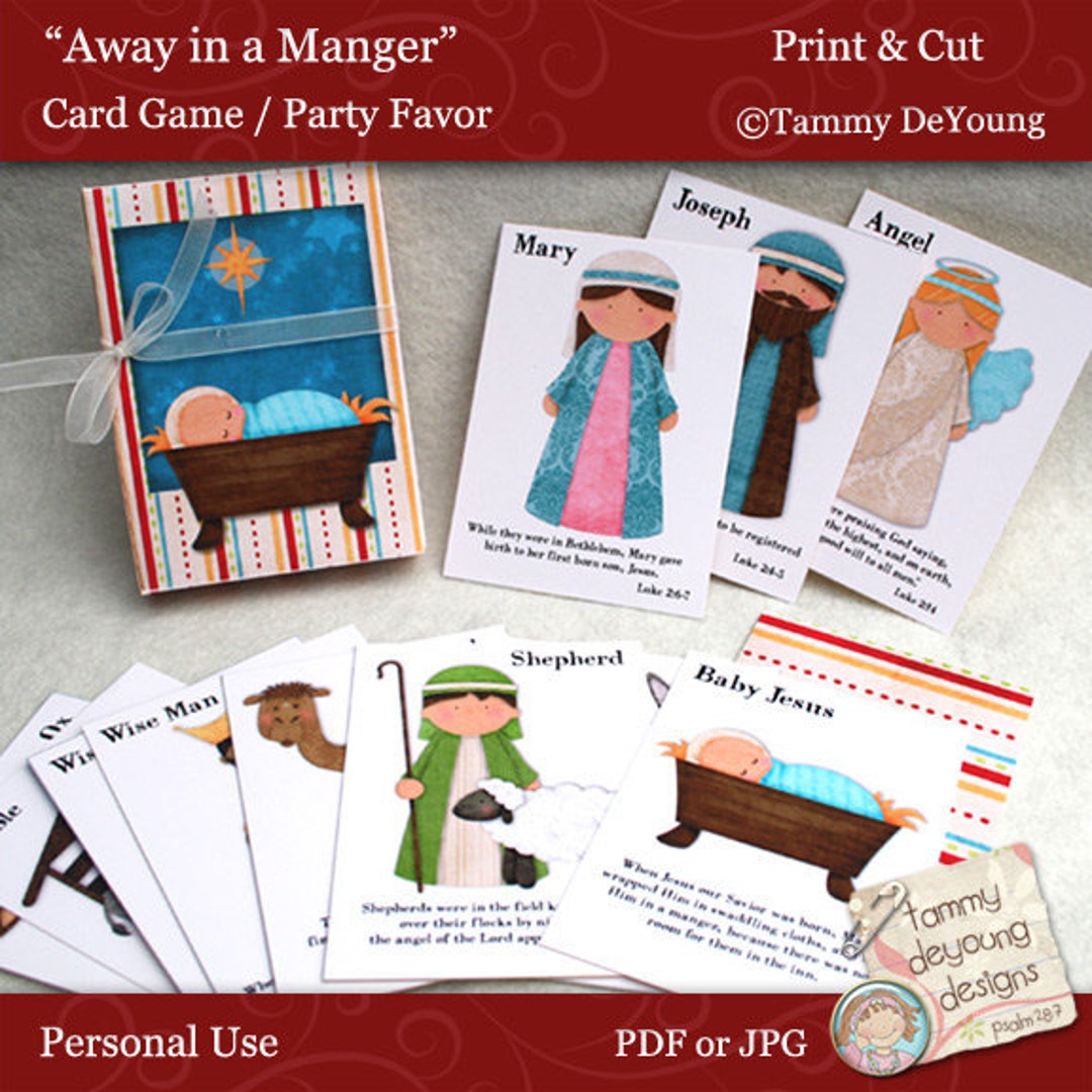 Christmas Nativity Party Favor Card Game Printable, Kids Christmas Game ...