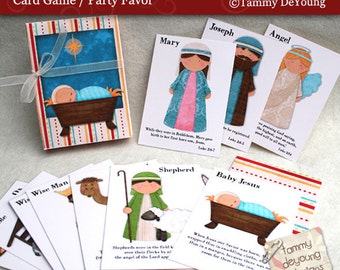 Christmas Nativity Party Favor Card Game Printable, Kids Christmas Game ...