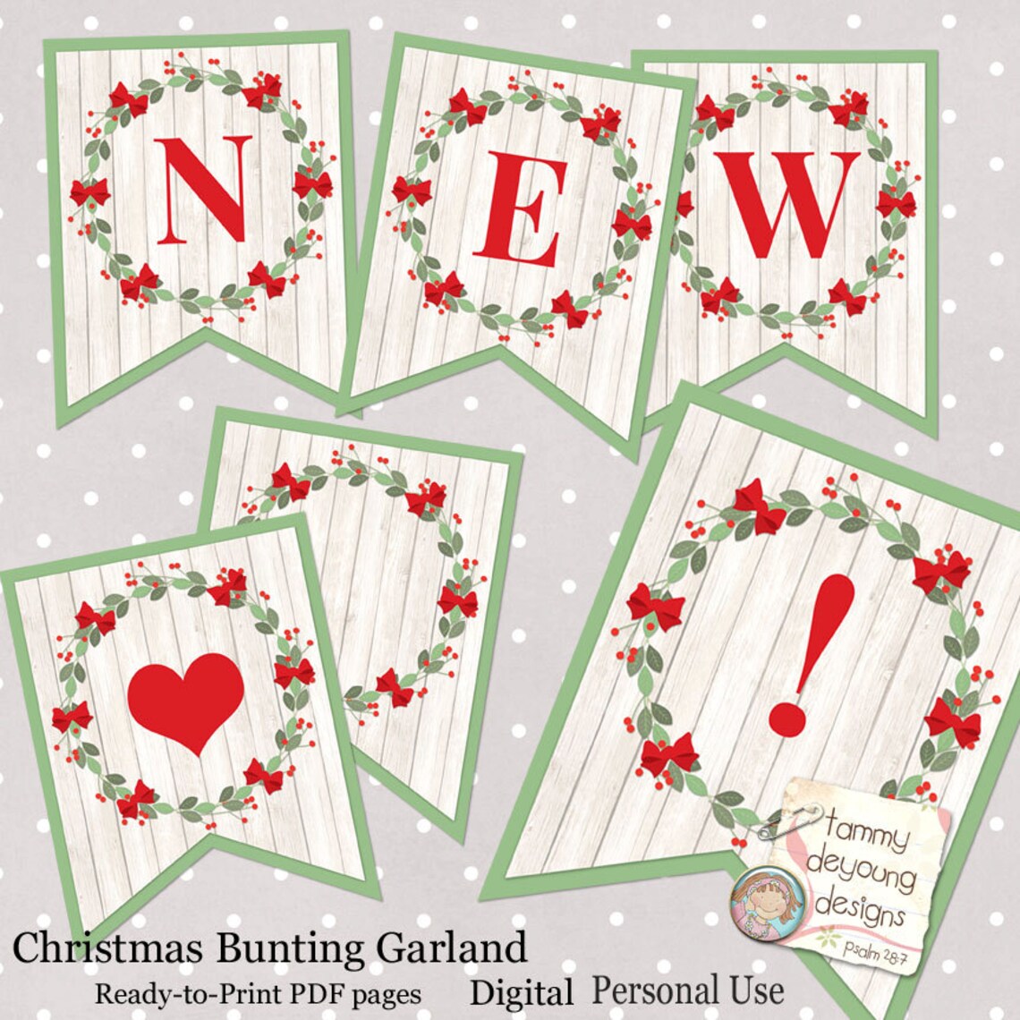 Digital Christmas Bunting Merry Christmas Banner Happy New - Etsy