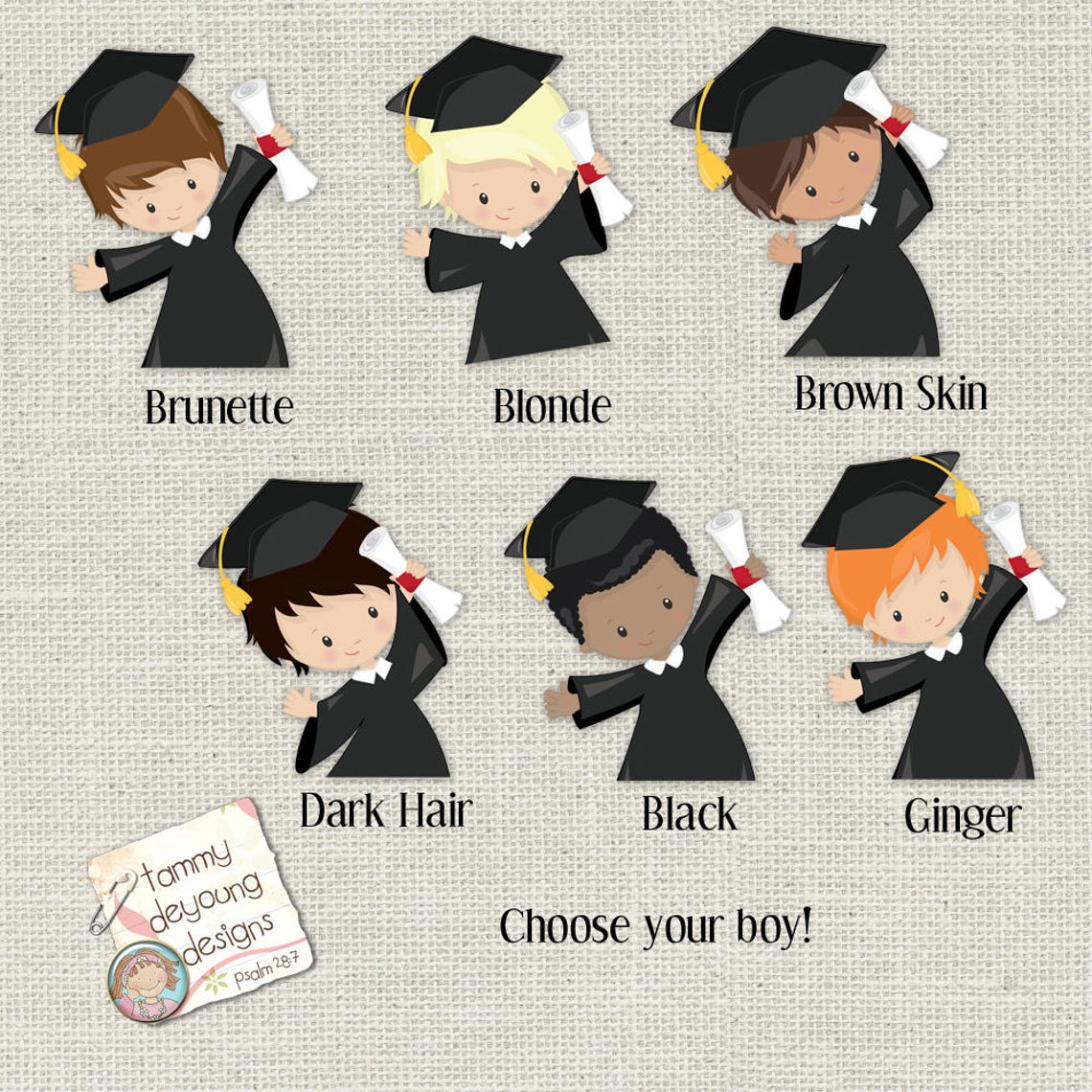 Boys Graduation Tags Digital Graduation Thank You Card Kids | Etsy