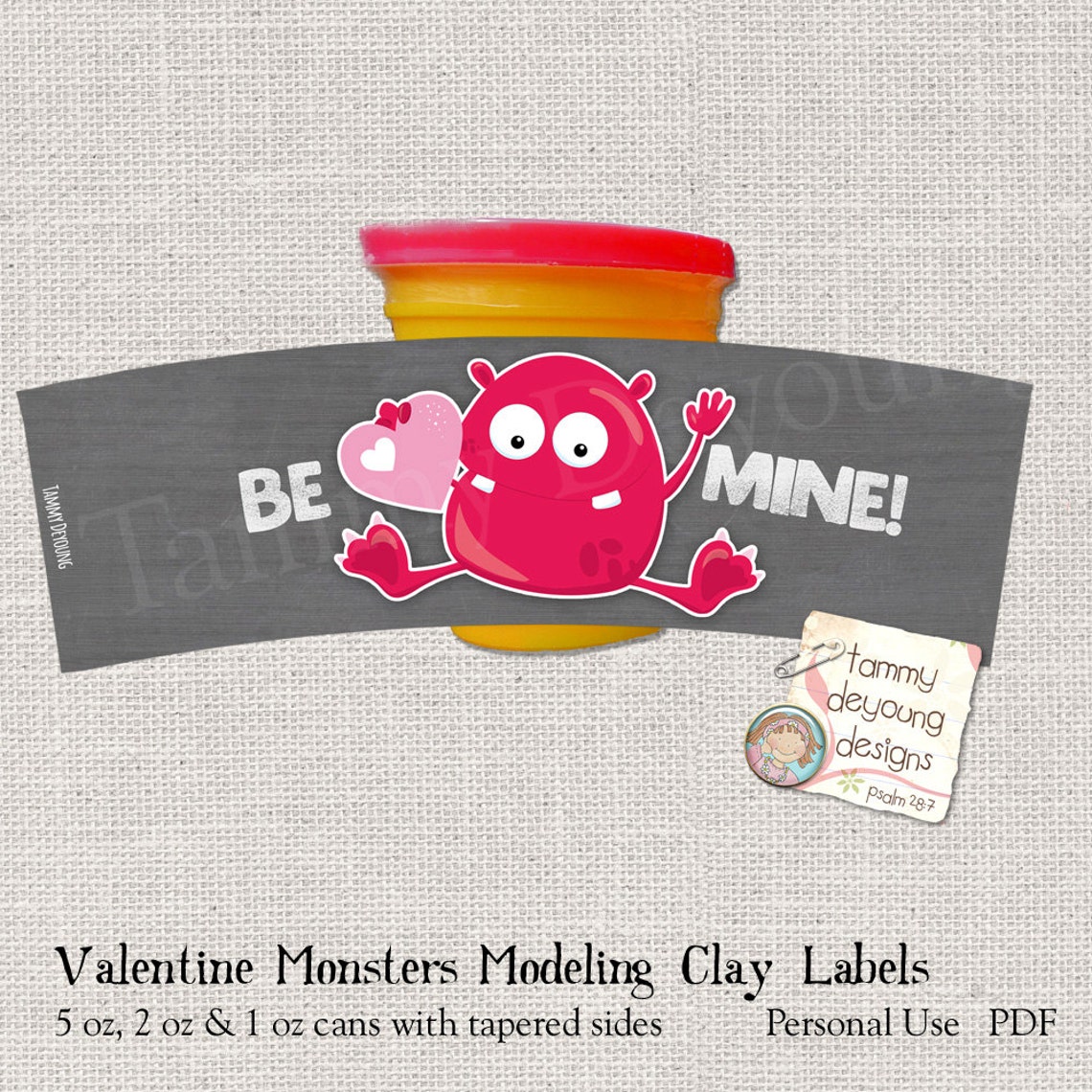 Monster Valentine Party Favors That Fit Play Doh® Cans - Etsy