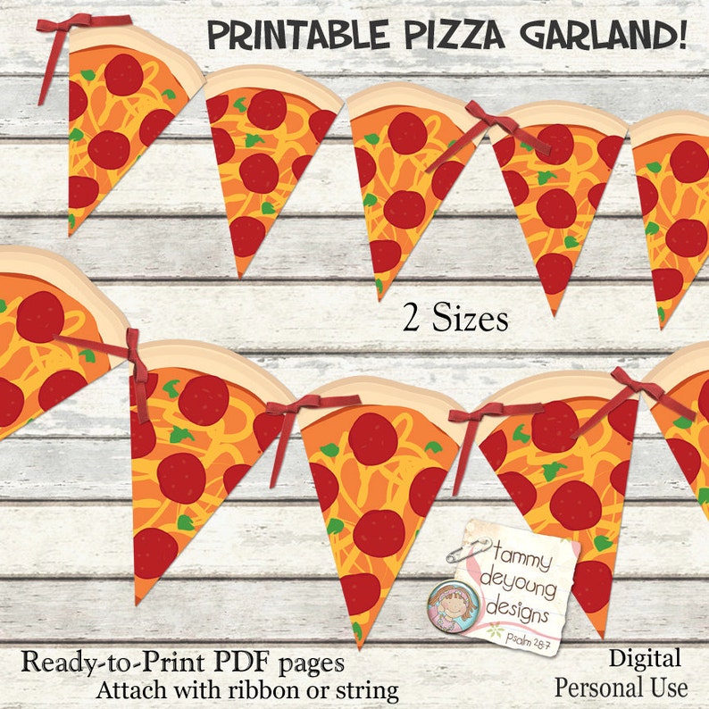 Pizza Party Banner Garland Printable *pizza Party Bunting* DIY Digital ...