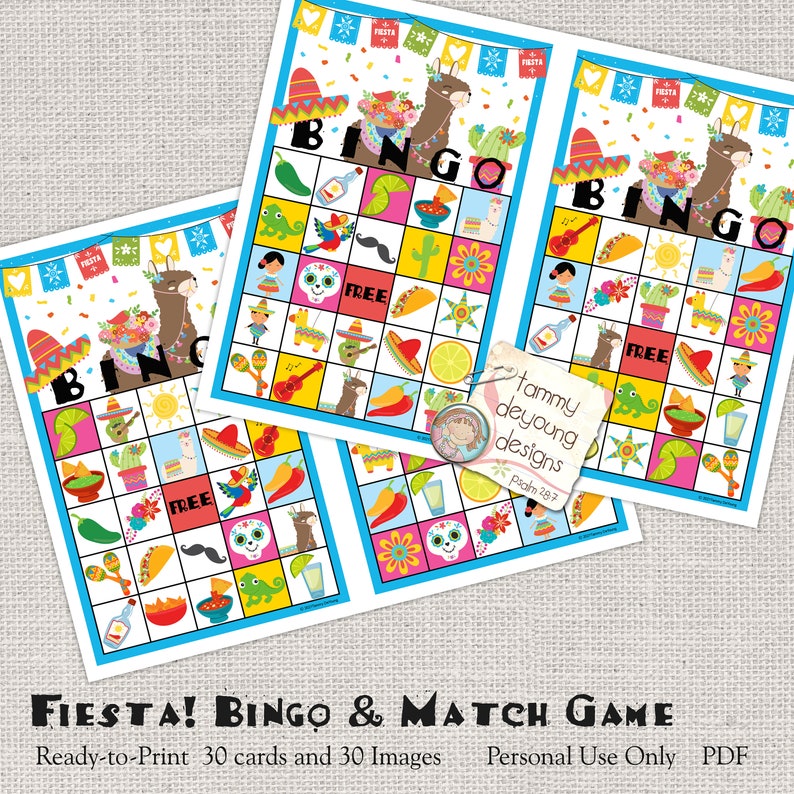 Fiesta Bingo Game Printable Mexican Fiesta Birthday Party - Etsy