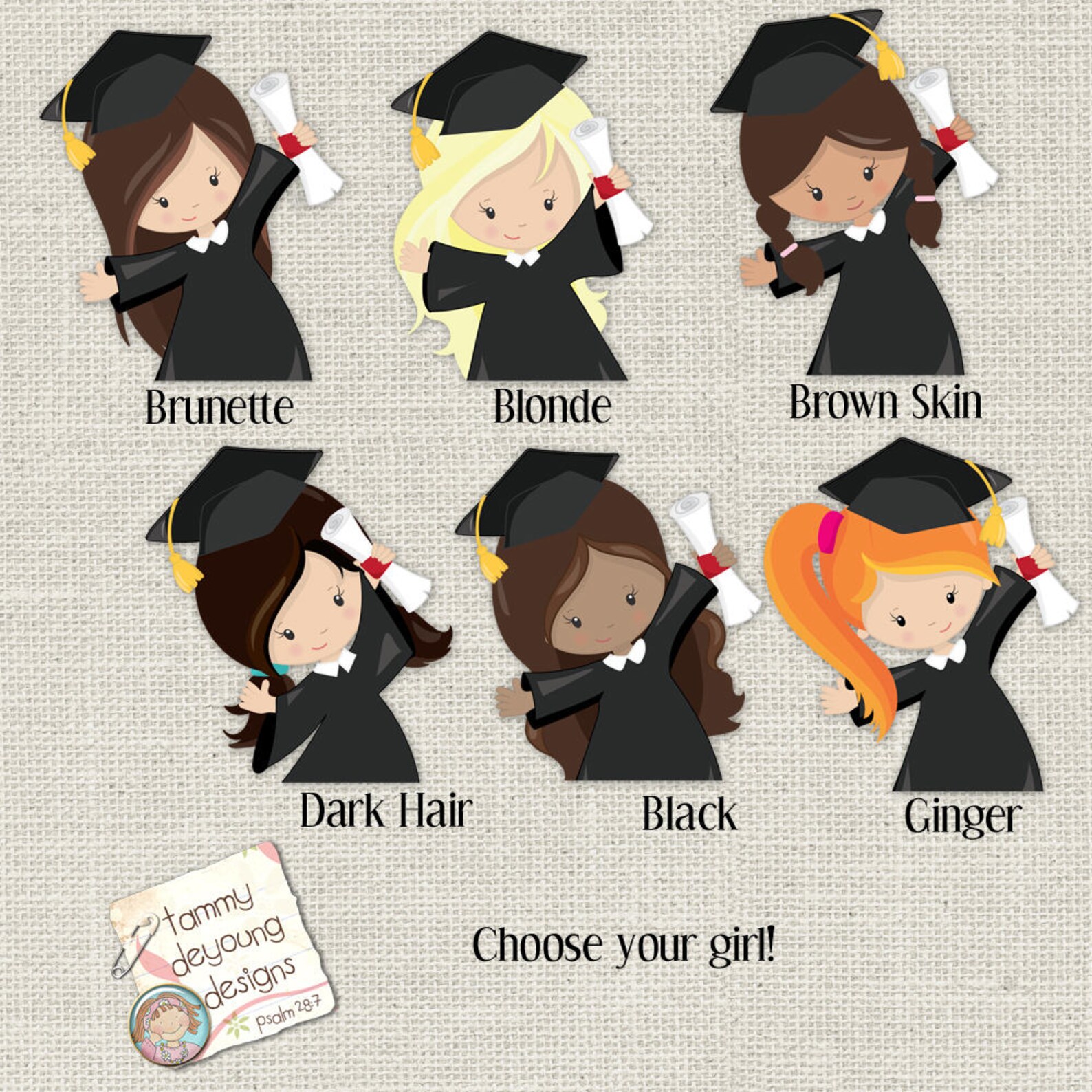 Girls Graduation Tags, Kids Graduation Sticker, Digital Graduation ...