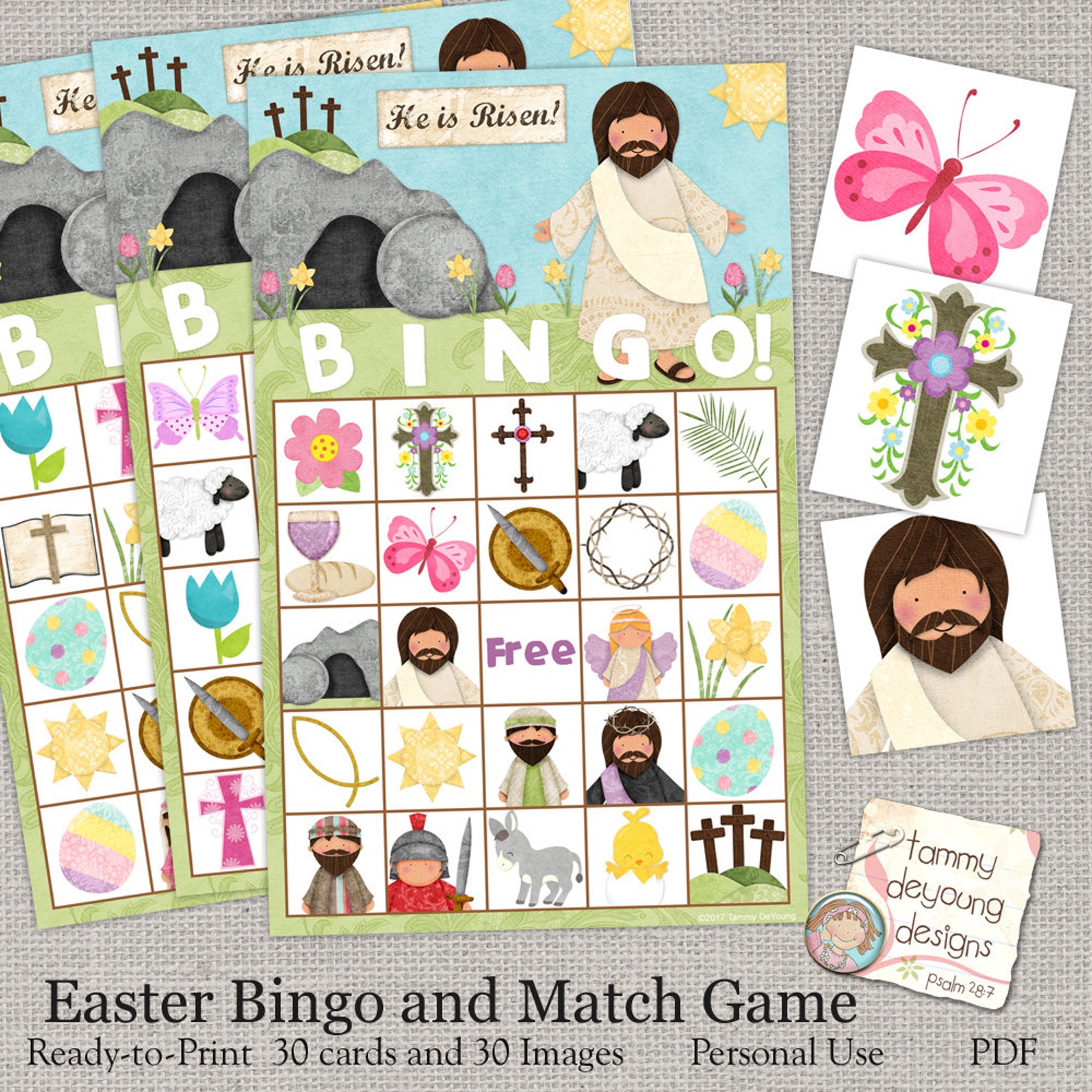 Easter Bible Bingo Religious Easter Printable Sunday School Etsy