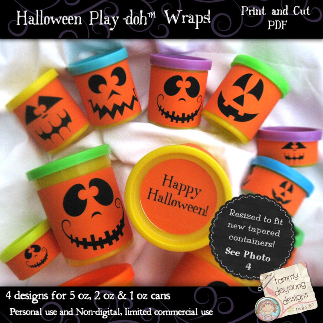 Kids Halloween Party Favors, Printable Labels for Play Doh® Cans ...
