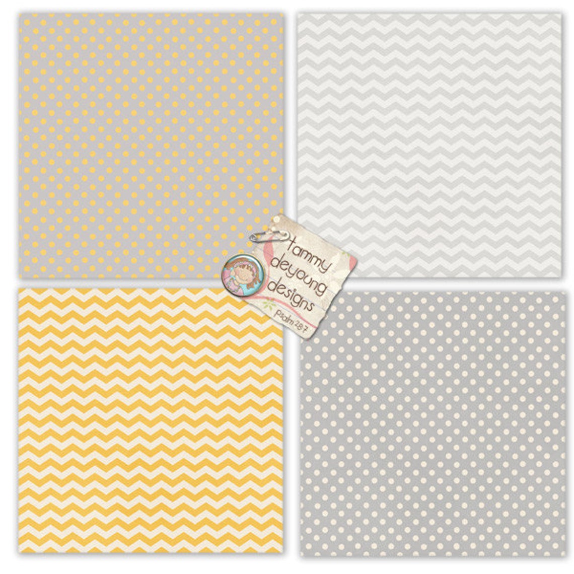 Yellow and Gray Digital Paper Backgrounds for Nursery | Etsy