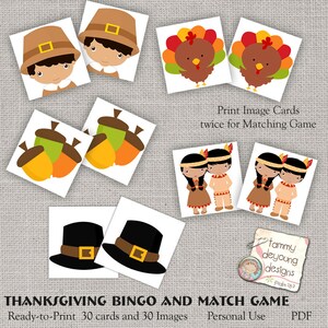 Thanksgiving Bingo Game, Printable Bingo Cards, Give Thanks Kids Game ...