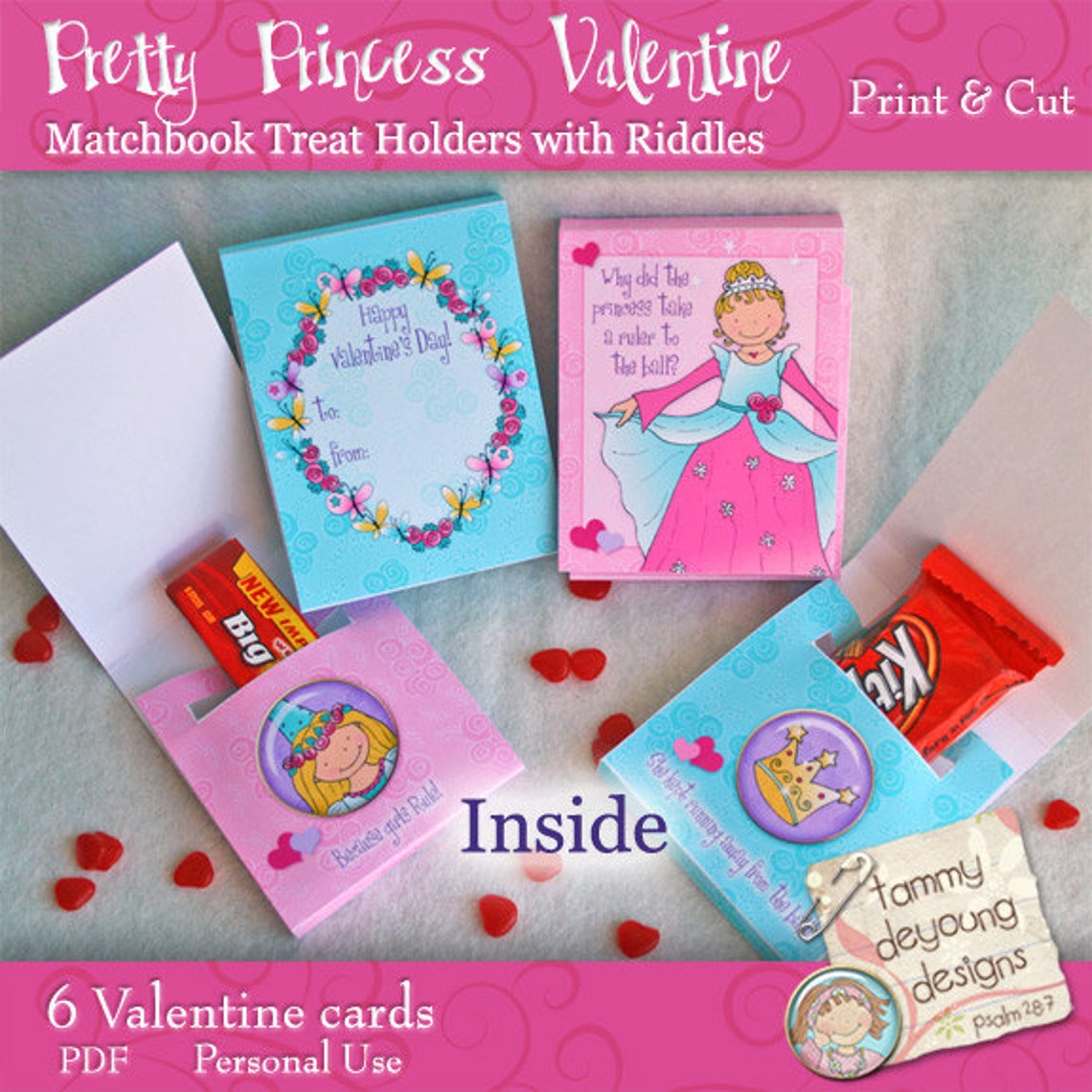 Valentines for Girls, Printable Princess Valentines, DIY Treat Holders ...