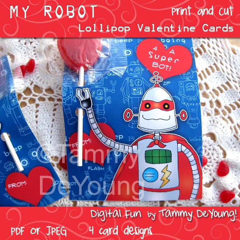 Robot Valentines for Boys kids Valentine Cards DIY Printable - Etsy