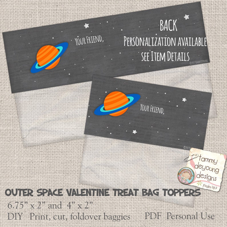 Outer Space Valentine Treat Bag Toppers, Boy Valentine for Kids ...