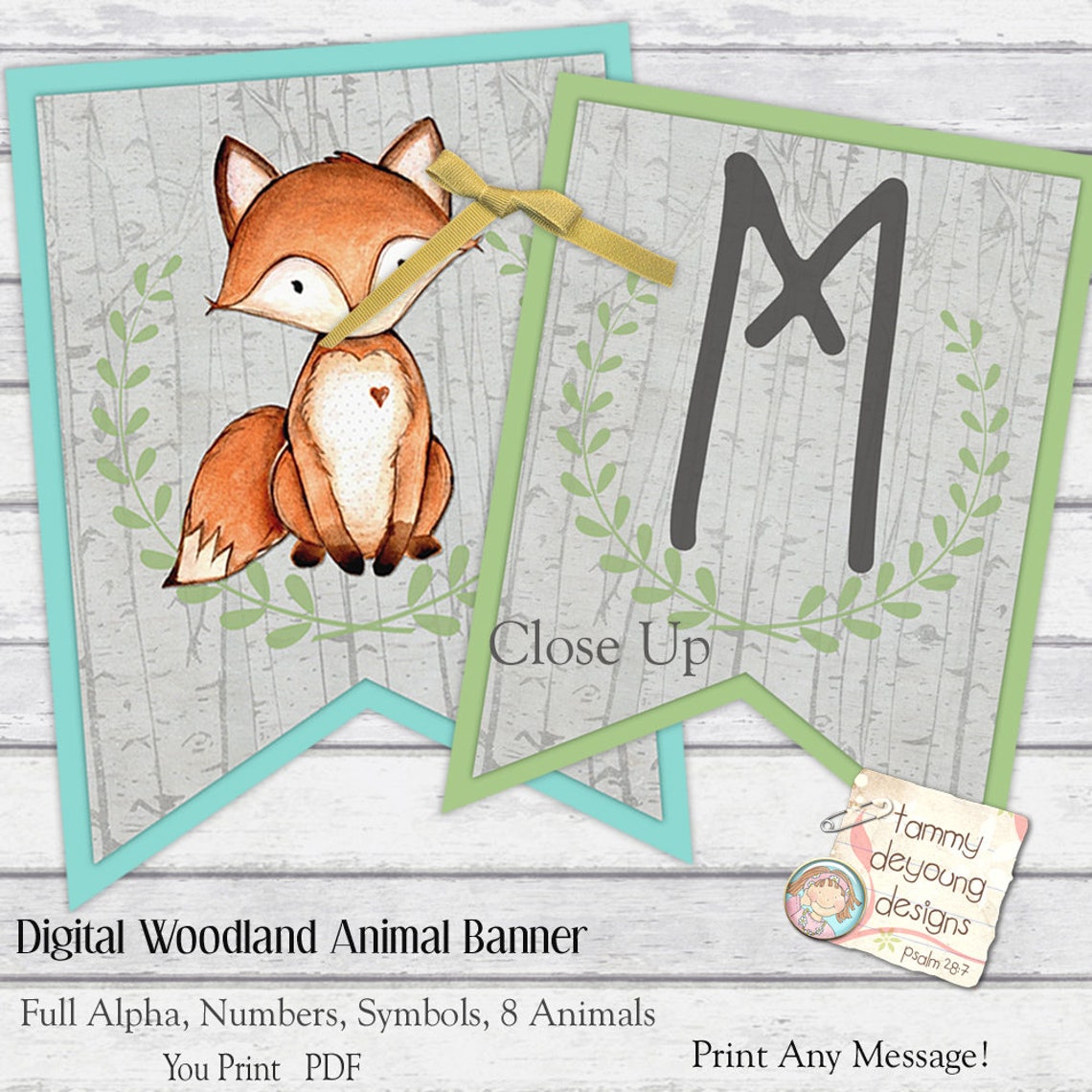 Woodland Animal Banner, Digital Alphabet Garland Woodland Baby Shower ...