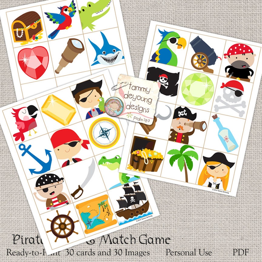 Pirate Bingo Game Printable Pirate Bingo Cards Kids Game | Etsy