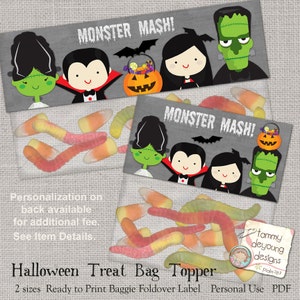 Halloween Party Favors Printable, Halloween Treat Bag Topper, Trick or ...