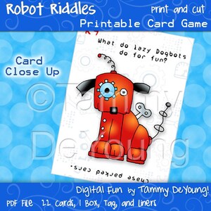 Robot Party Favor Printable, Robot Riddle Card Game, Kids Birthday ...