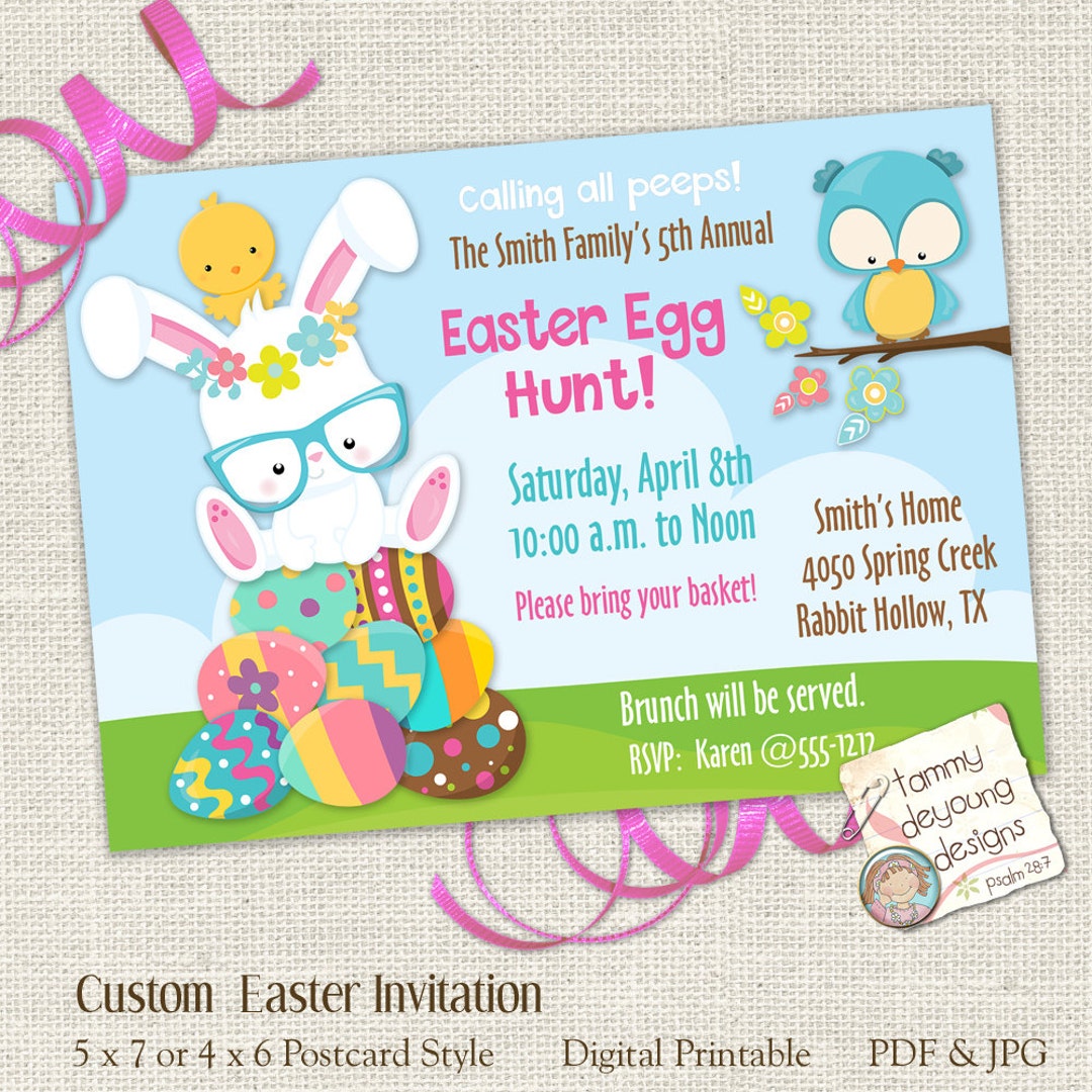 Printable Easter Egg Hunt Invitation, Easter Party for Kids, Printable ...