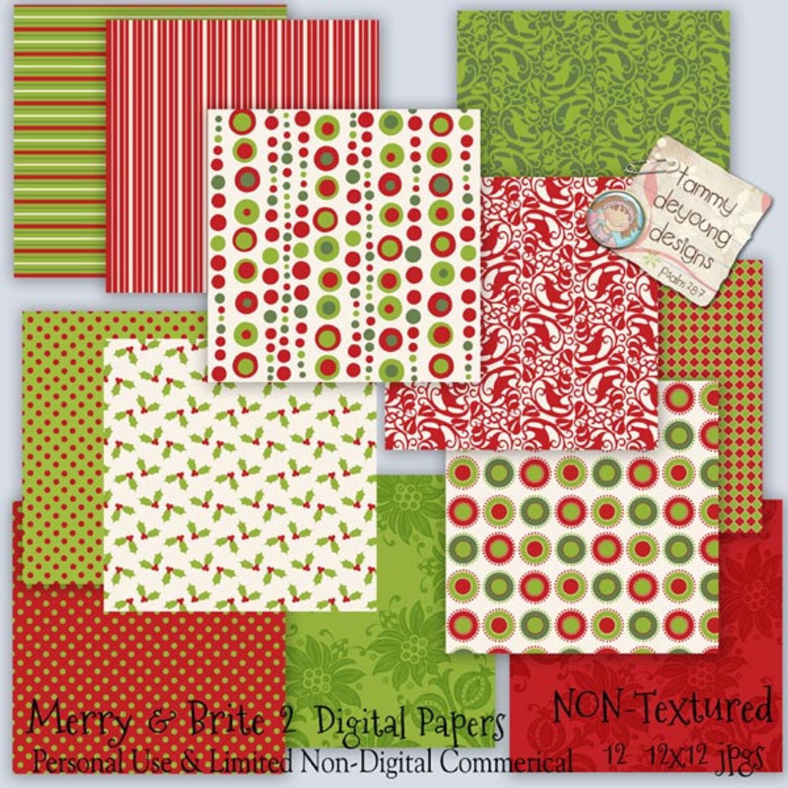 Christmas Digital Papers merry & Brite 2 - Etsy