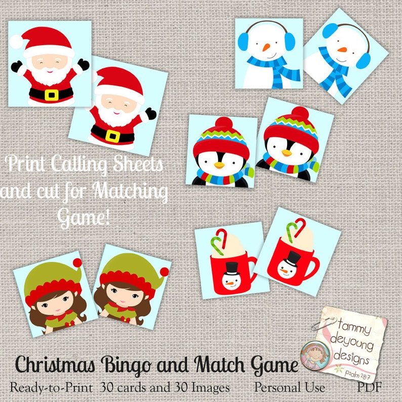 Christmas Bingo Game, Printable Holiday Bingo Cards, North Pole, Santa ...