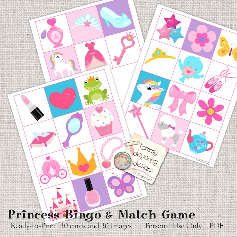 Princess Bingo Game Printable Birthday Party Bingo Princess | Etsy