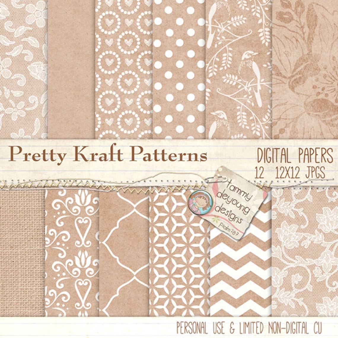Digital Kraft Papers Brown Kraft Paper Patterns Lace & - Etsy