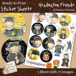 Printable Graduation Stickers for Kids, Instant Download Graduation ...