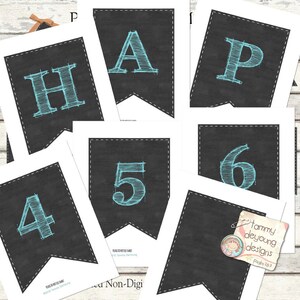 Blue Chalkboard Banner Printable, Instant Download Shabby Alphabet ...