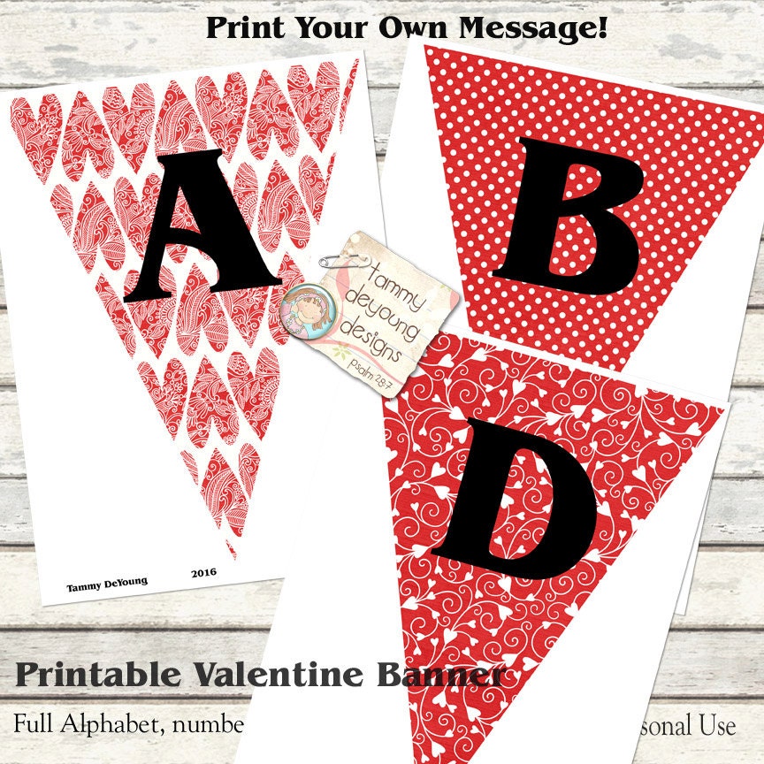 Valentine Banner Valentine Alphabet Garland Valentine | Etsy