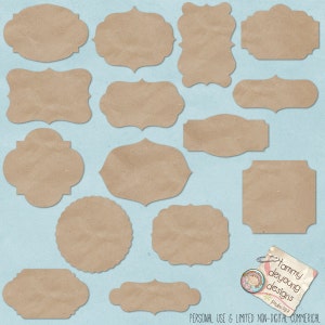 Kraft Paper Labels Frames Digital Clip Art is Perfect for Invitations ...