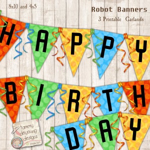 Robot Party Banner Printable, Kids Birthday Party Garland, Robot ...