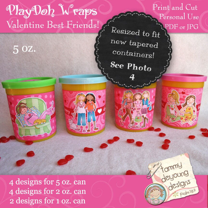 DIY Valentines for Girls Lables for Play Doh® Cans Valentine - Etsy