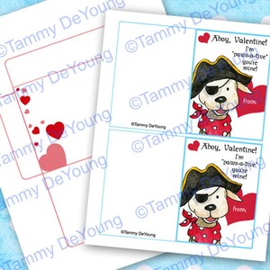 Valentine Card for Kids* Pirate Valentines Day* DIY Printable Greeting ...