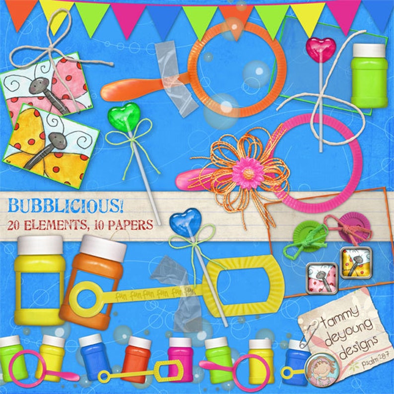 Bright Digital Paper, Summer Fun Scrapbook Kit, "neon" Magenta, Yellow ...