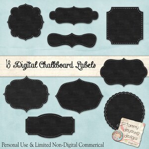 Digital Chalkboard Labels Frames Clip Art is Perfect for Invitations ...