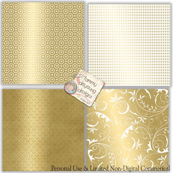 Gold Foil Paper *metallic Gold Digital Paper 1" Elegant Gold Patterns ...