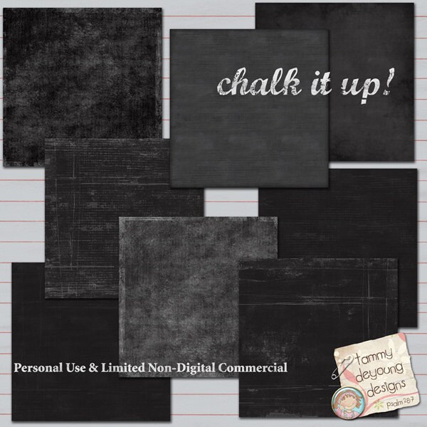 Digital Chalkboard Paper Black White Gray for Cards | Etsy
