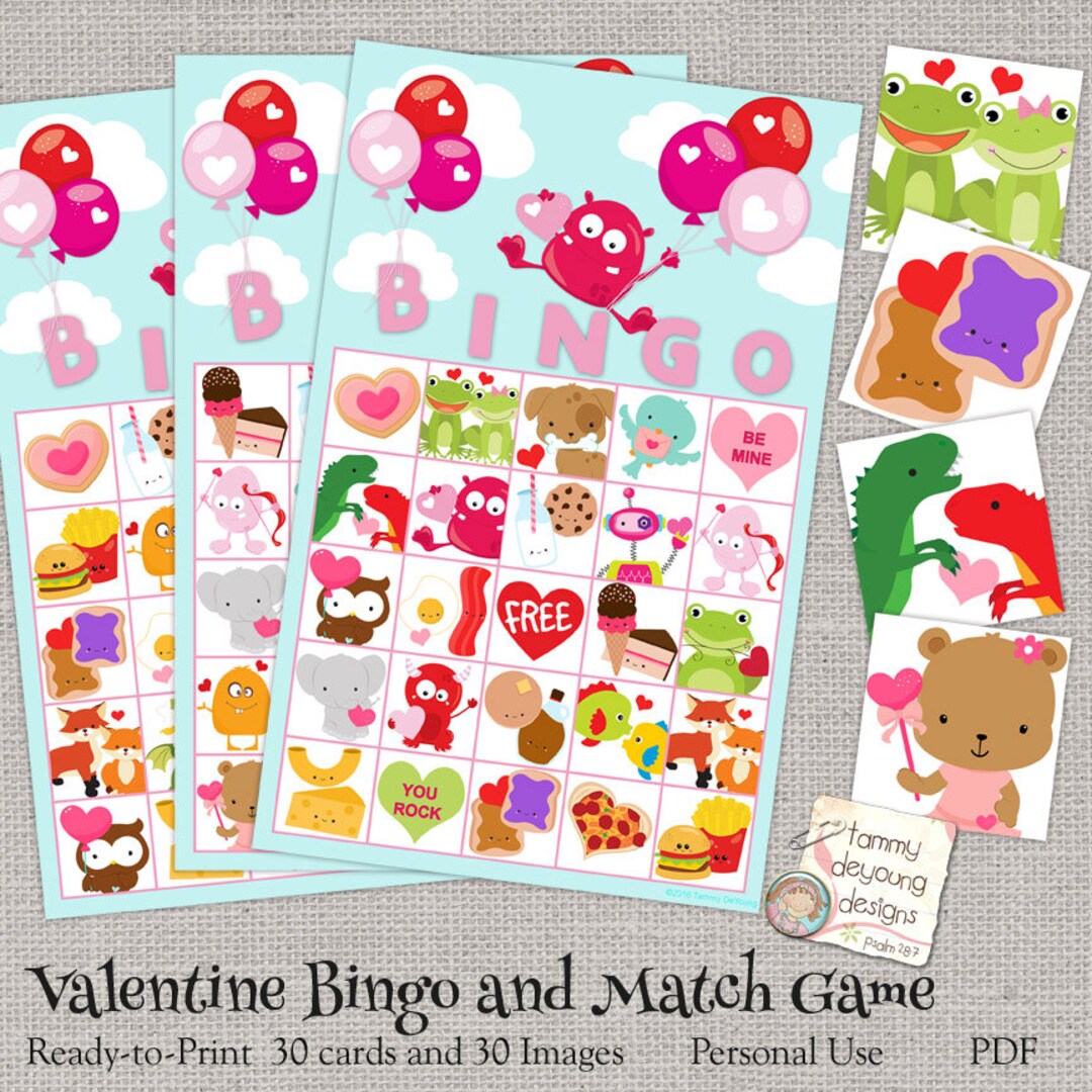 Valentine Bingo Game, Printable Valentine Game for Kids, Boys, Girls ...