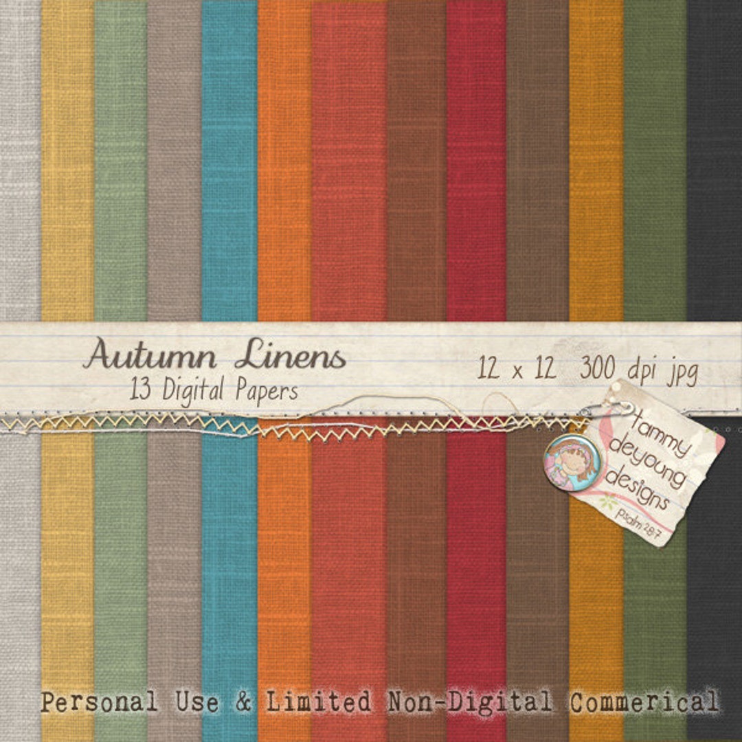 Fall Digital Papers *fall Linen Papers* Textures in Autumn Orange ...